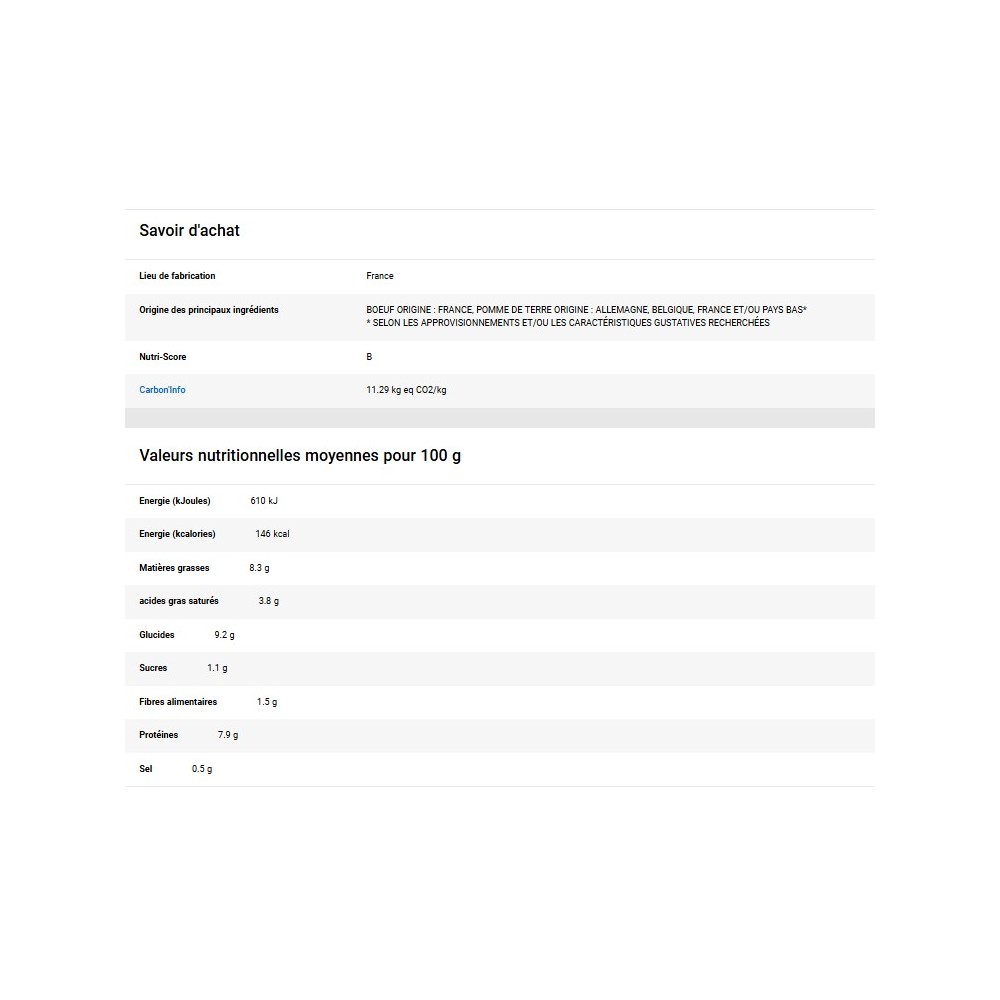 HACHIS PARMENTIER DE BOEUF-COTE TABLE-600G - Drive Z'eclerc